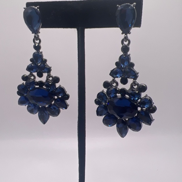Jewelry | Dazzling Deep Blue Statement Earrings | Poshmark